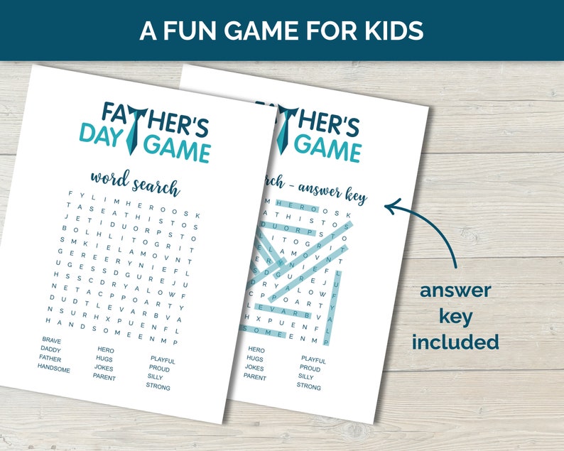 Father's Day Word Search Printable Game, Fun Word Scramble for Family ...