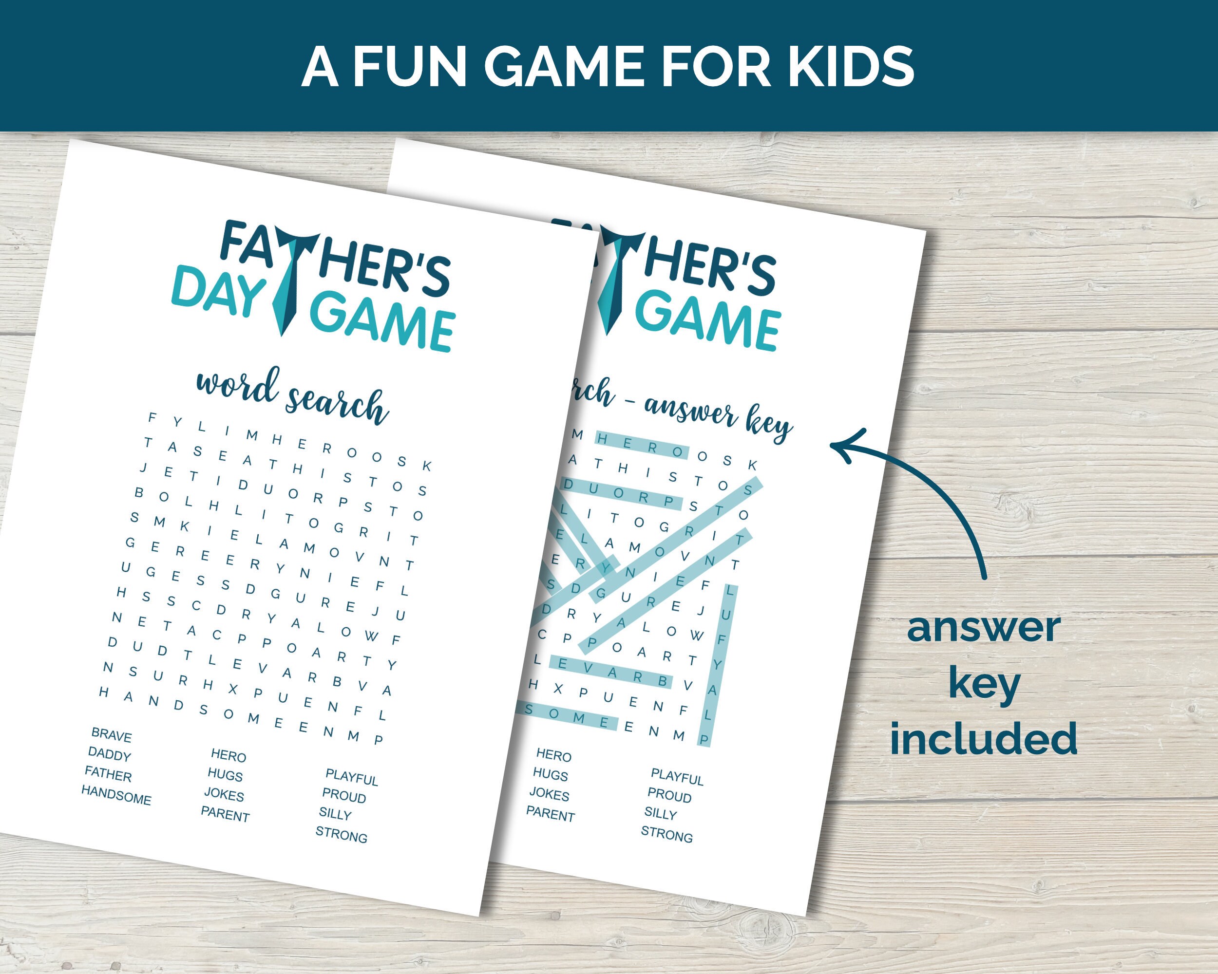 Father's Day Word Search Printable Game, Fun Word Scramble for Family ...