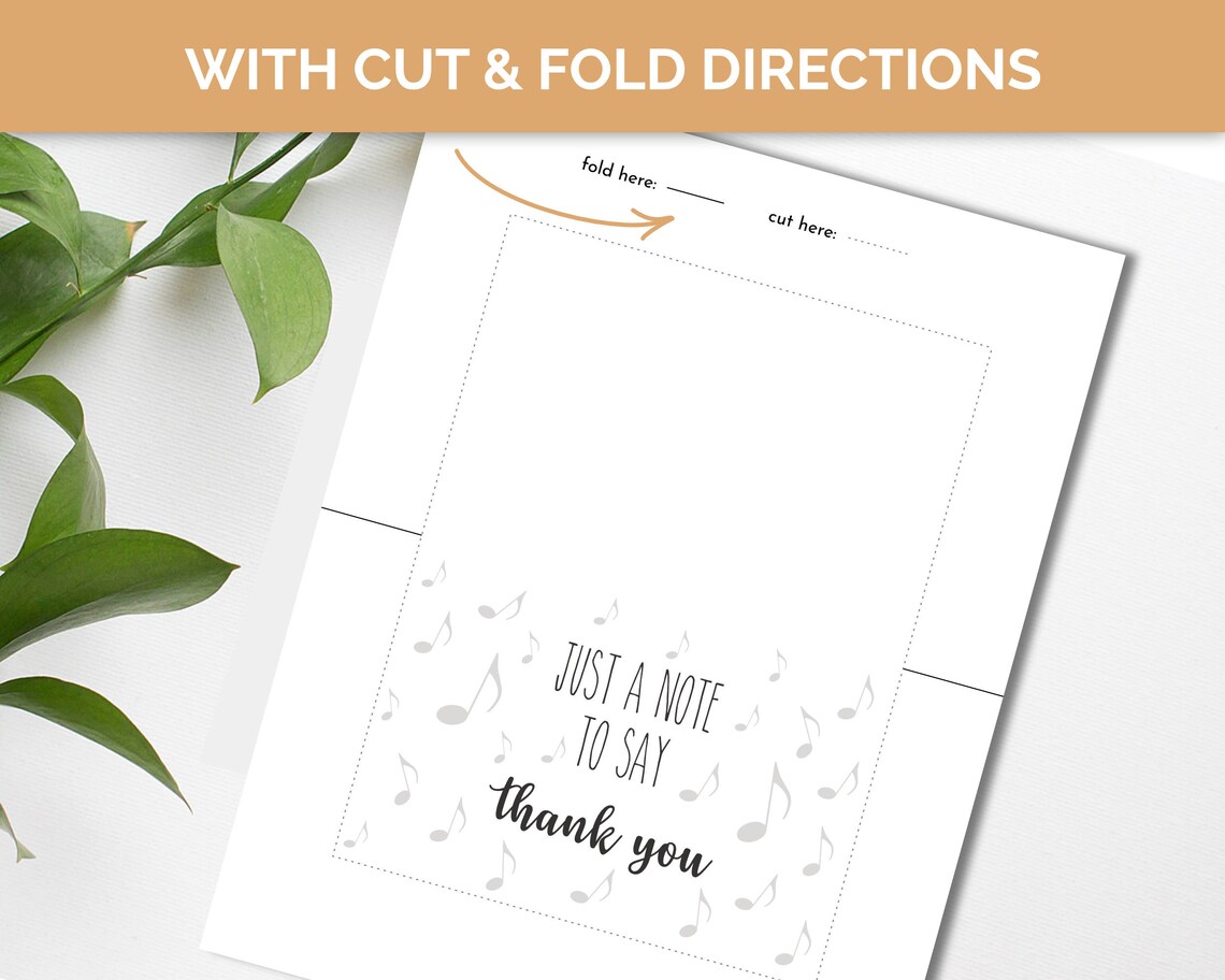 Printable Music Note Thank You Card, Teacher Appreciation, Music ...