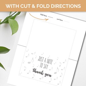 Printable Music Note Thank You Card, Teacher Appreciation, Music ...