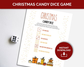 Christmas Candy Dice Game, Christmas Dice Game, Printable Christmas ...