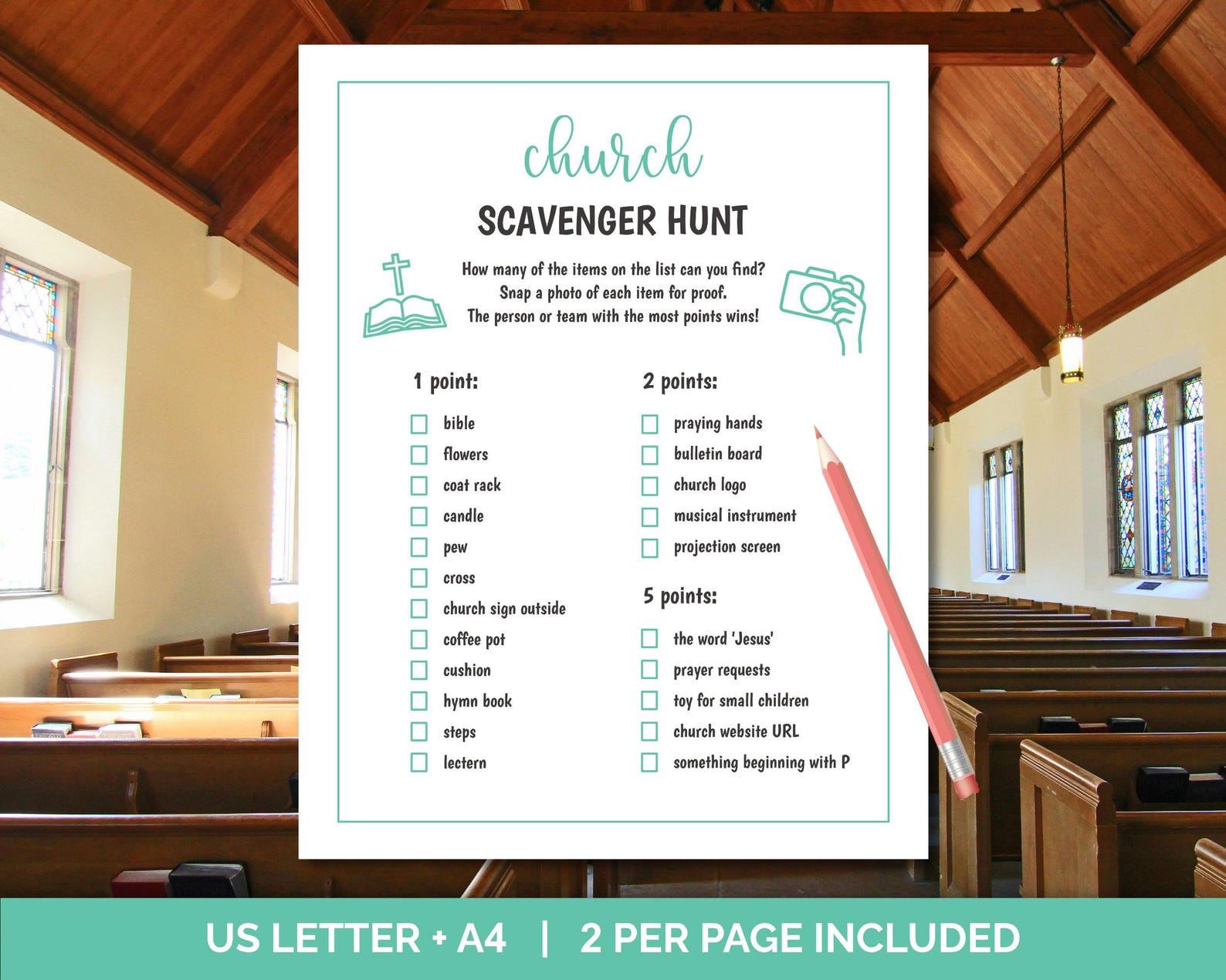 Church Scavenger Hunt Printable, Church Group Treasure Hunt, Youth ...