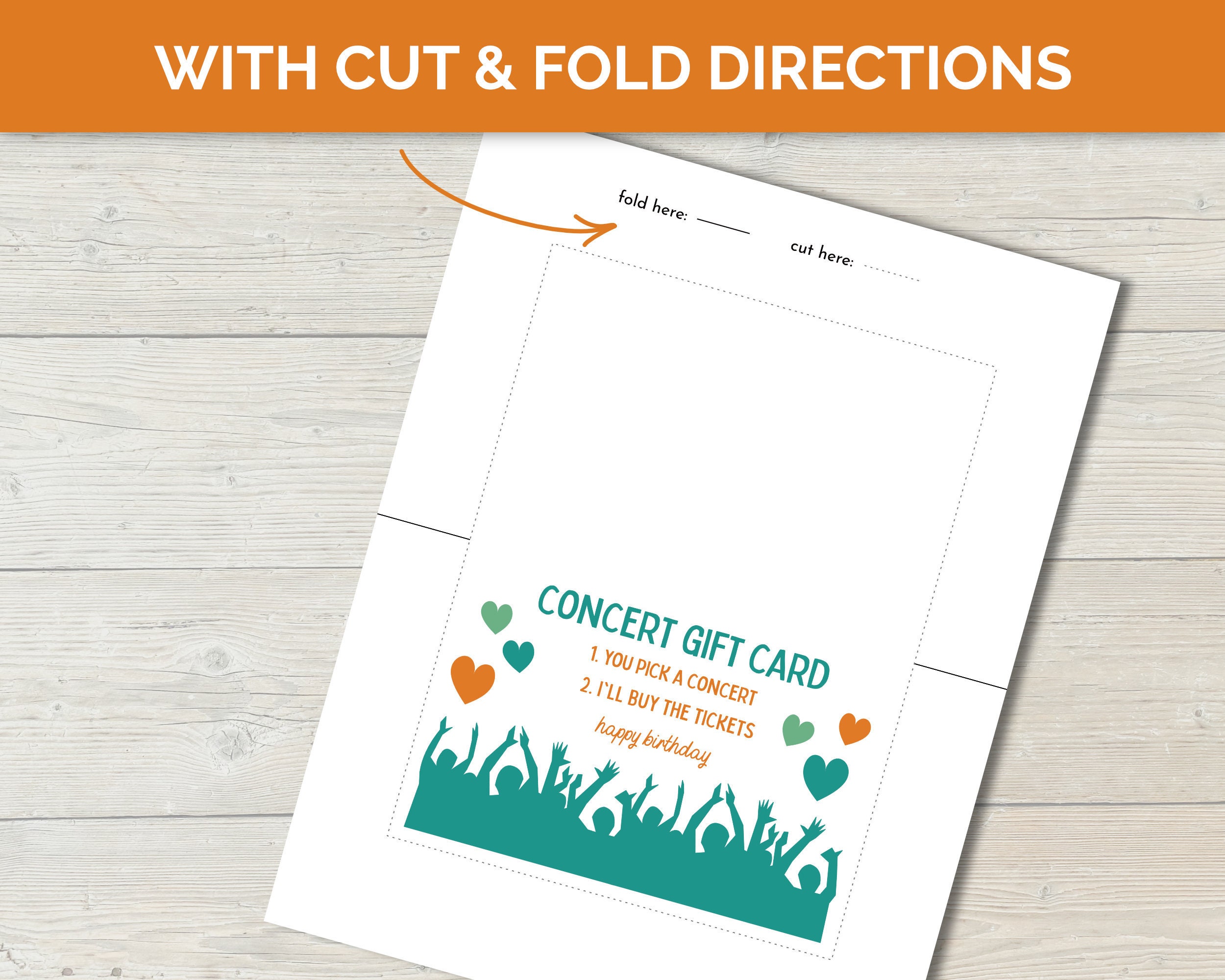 Printable Concert Gift Card for a Birthday, Gift Certificate, Music ...