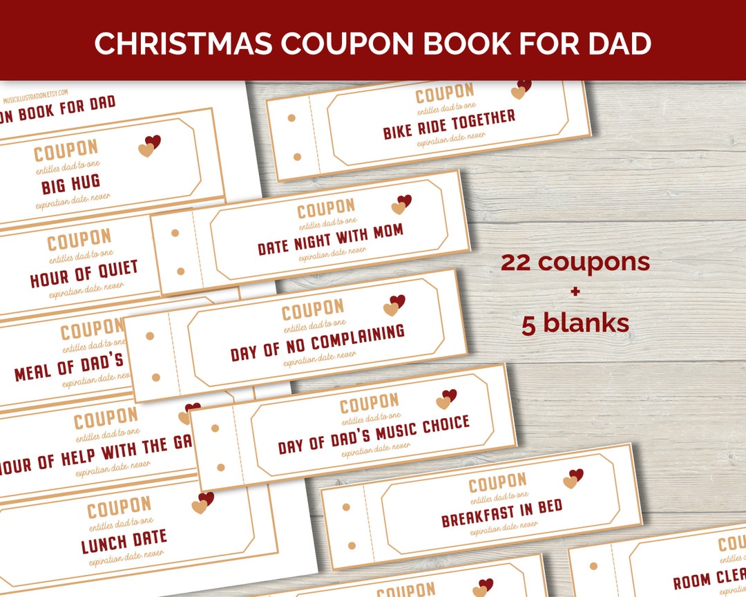 Coupon Book for Dad, Meaningful Dad Gift From Kids, Printable Christmas ...