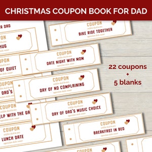 Coupon Book for Dad, Meaningful Dad Gift From Kids, Printable Christmas ...