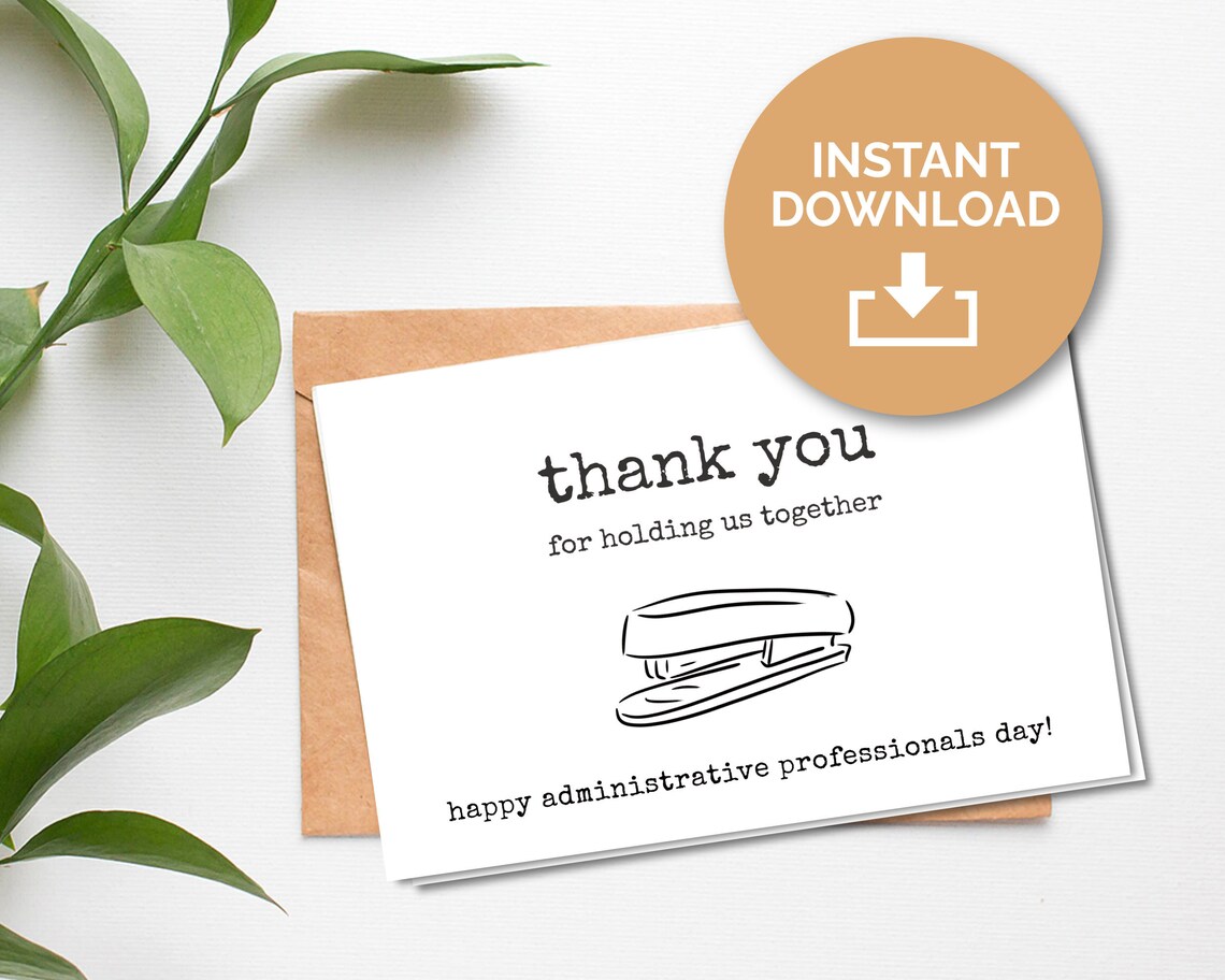 Administrative Professionals Day Card, Printable Thank You Card to Give ...