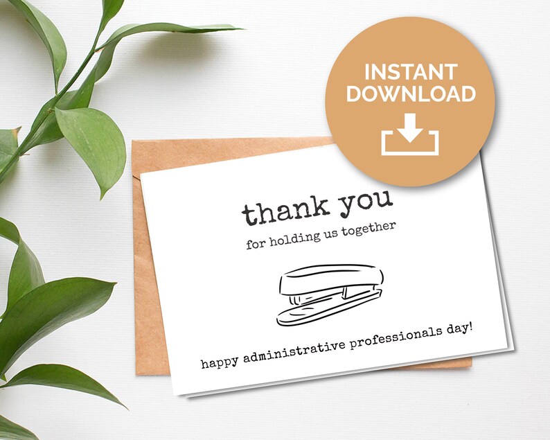 Administrative Professionals Day Card, Printable Thank You Card to Give ...
