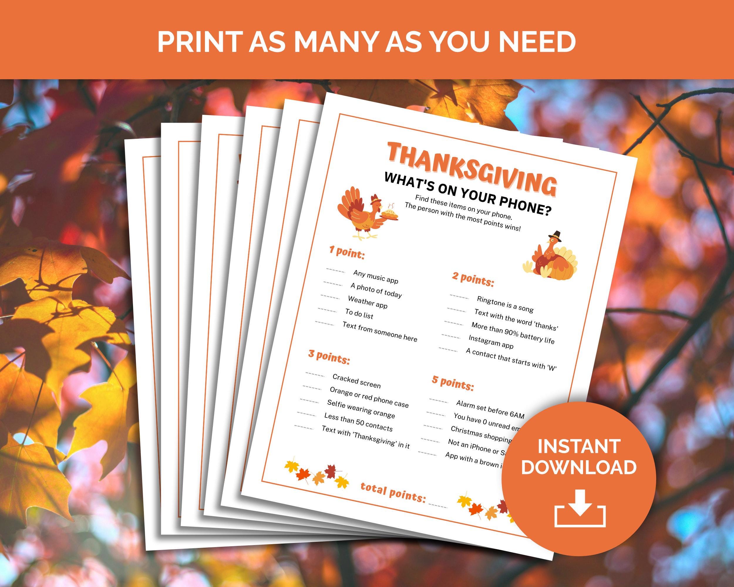 Thanksgiving What's on Your Phone Game, Play This Fun Thanksgiving ...