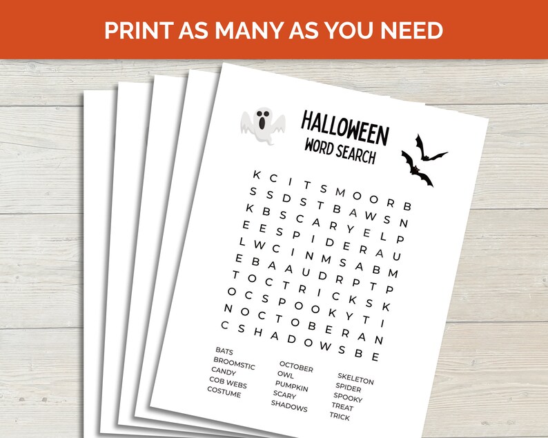 Spooky Halloween Word Search for Kids Fun and Educational Activity ...