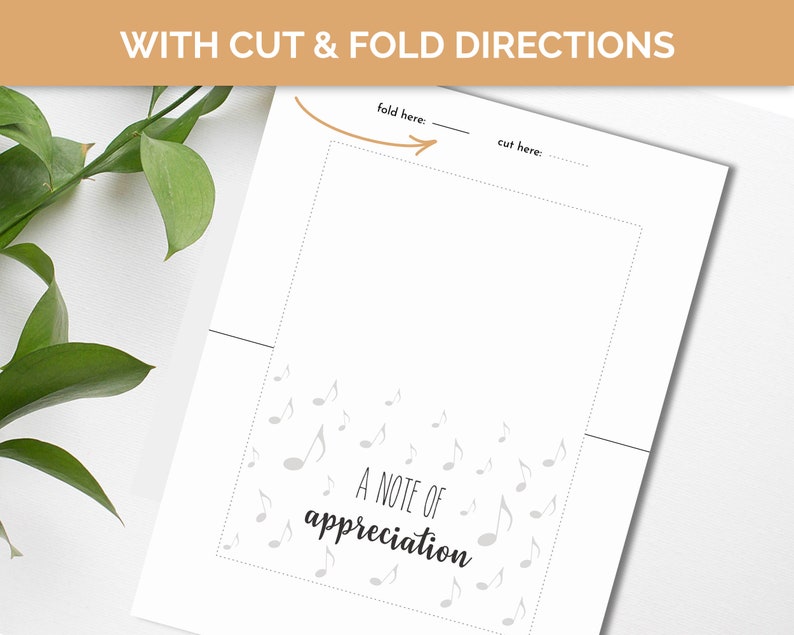 Printable Card: a Note of Appreciation, Music Note Thank You Teacher ...