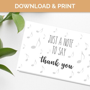 Printable Music Note Thank You Card Teacher Appreciation - Etsy