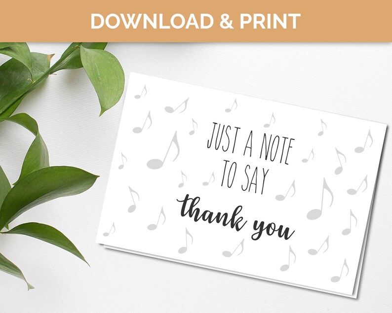 Printable Music Note Thank You Card Teacher Appreciation - Etsy