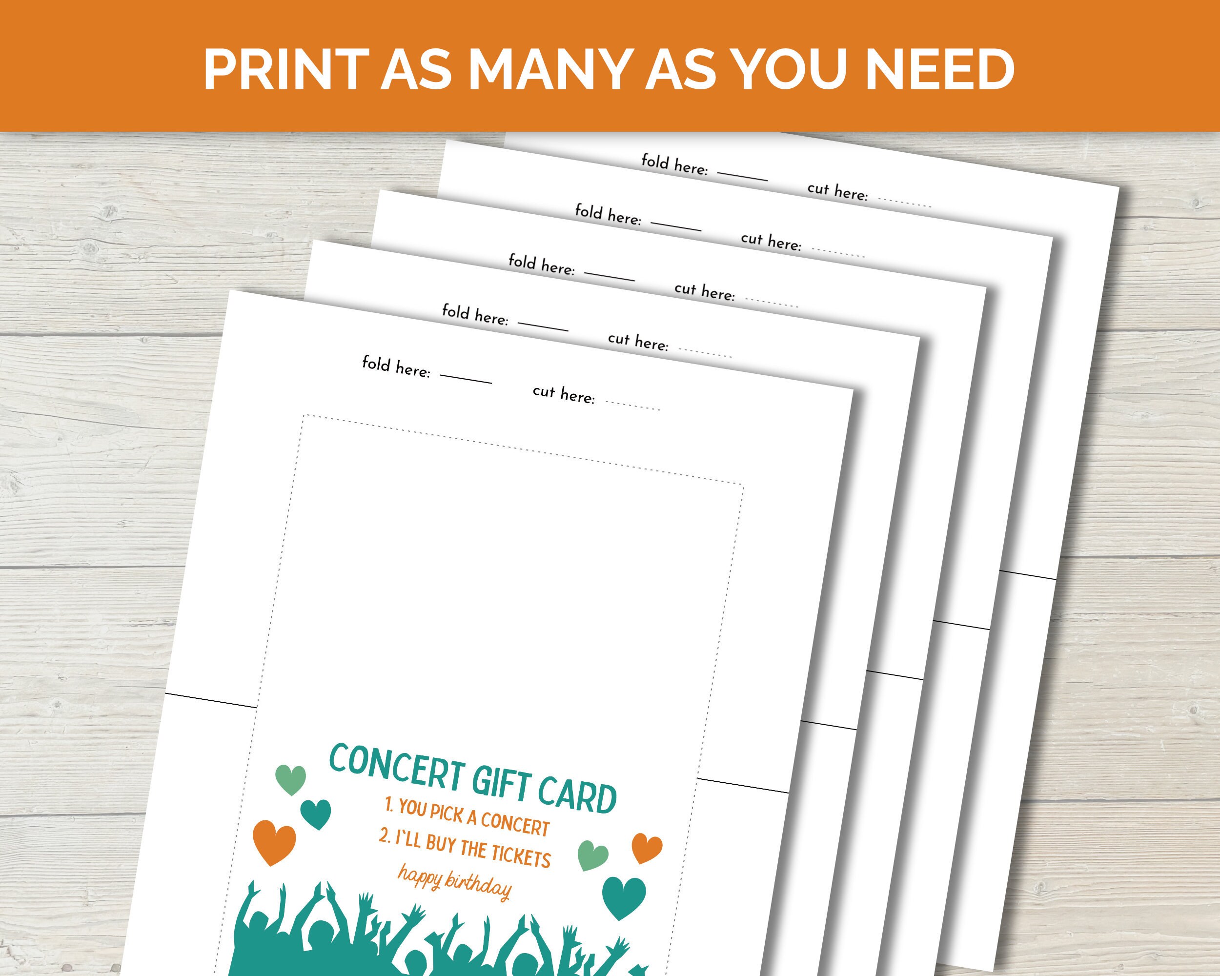 Printable Concert Gift Card for a Birthday, Gift Certificate, Music ...