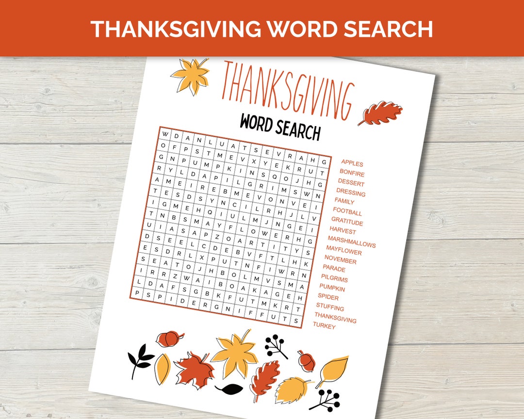 Thanksgiving Word Search Printable Game, Thanksgiving Family Game, Word ...