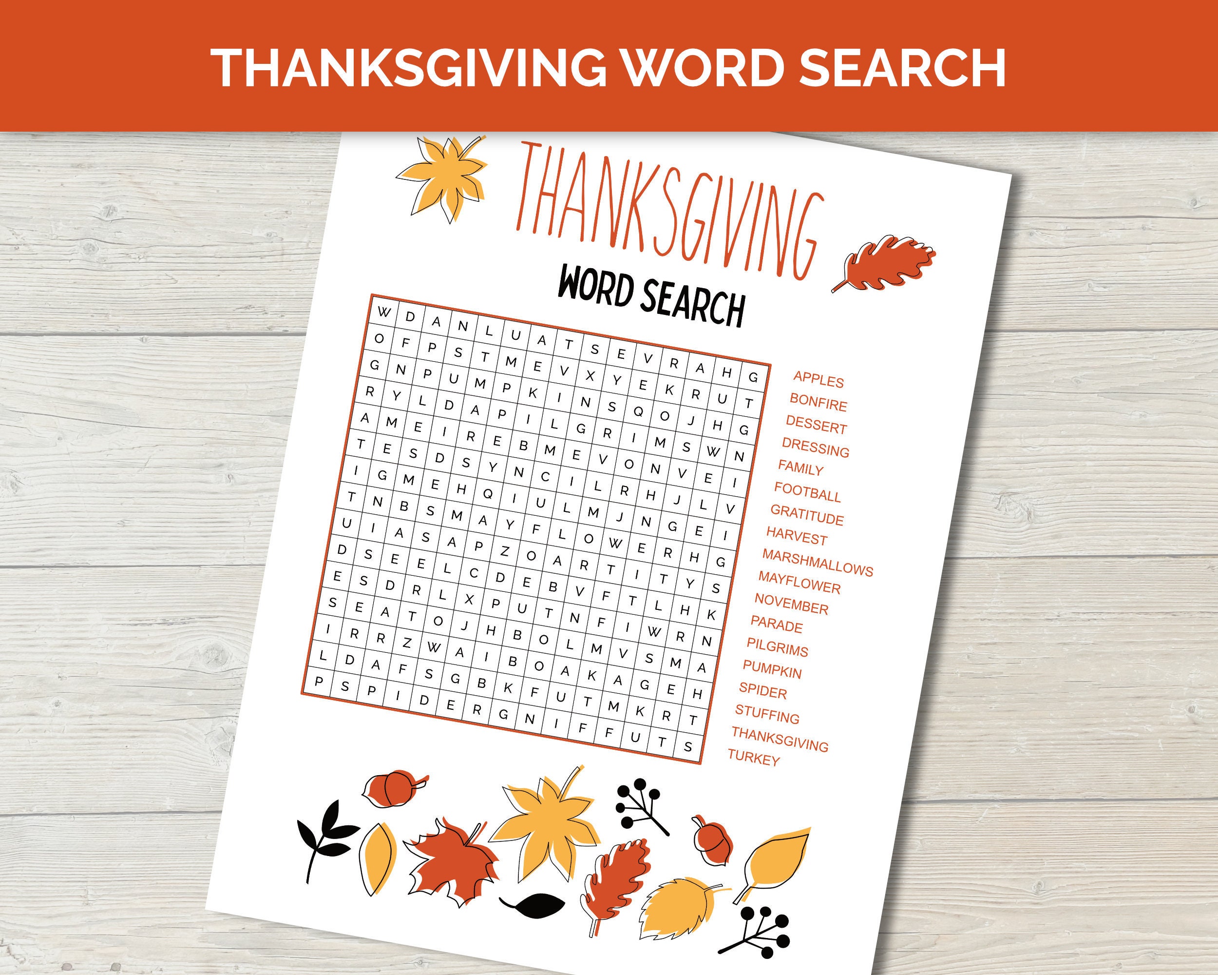 Thanksgiving Word Search Printable Game, Thanksgiving Family Game, Word ...