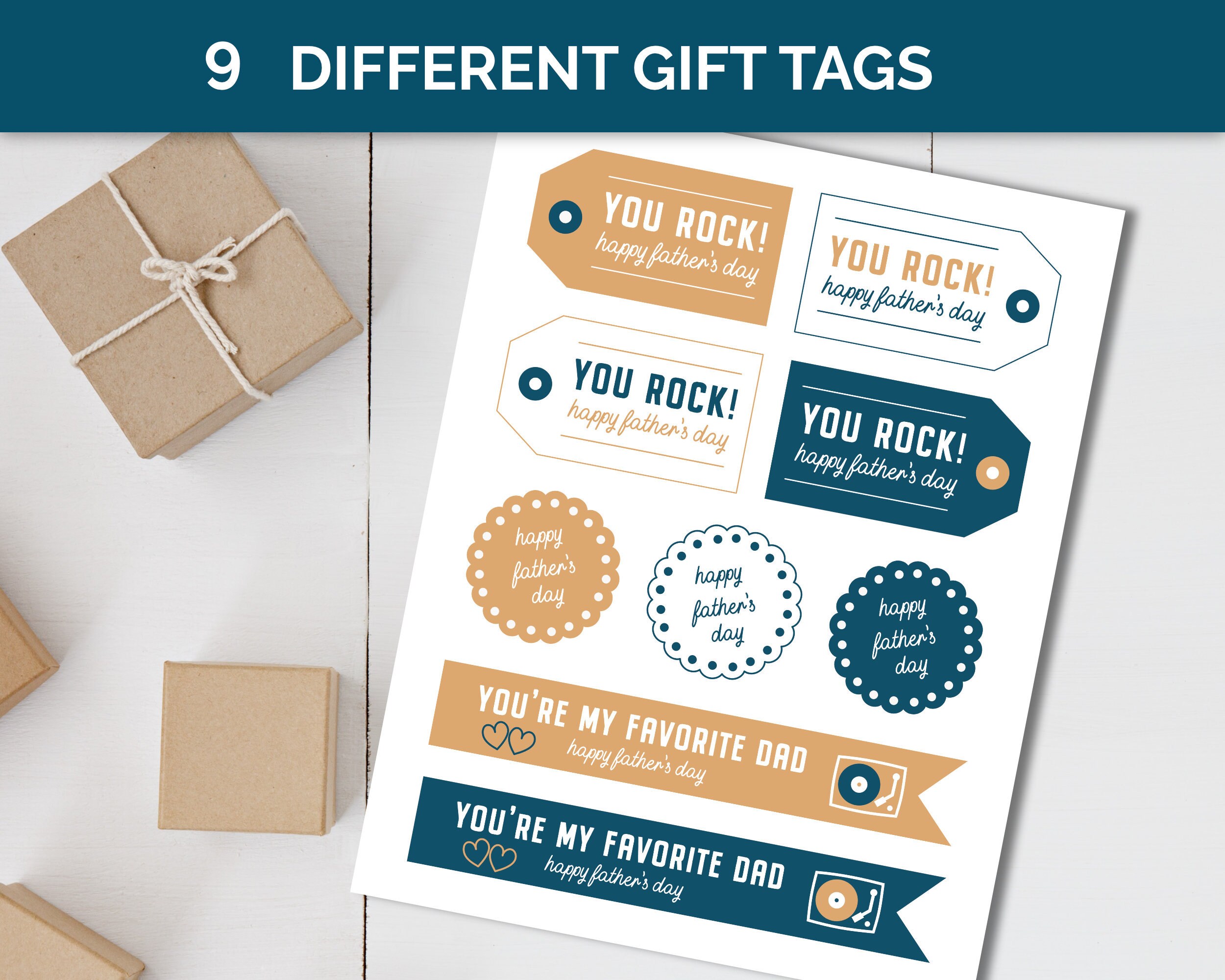 Printable Gift Tags for Father’s Day, Music Theme Gift Tags, PDF With 9 ...