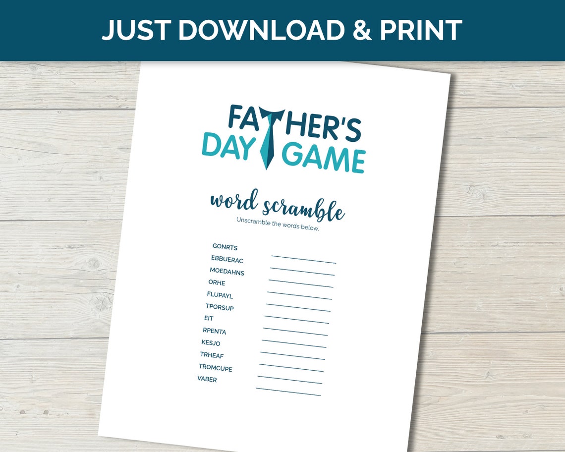 Father's Day Word Scramble Printable Game, Fun Word Scramble for Family ...