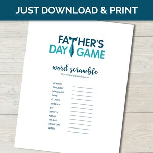 Father's Day Word Scramble Printable Game, Fun Word Scramble for Family ...