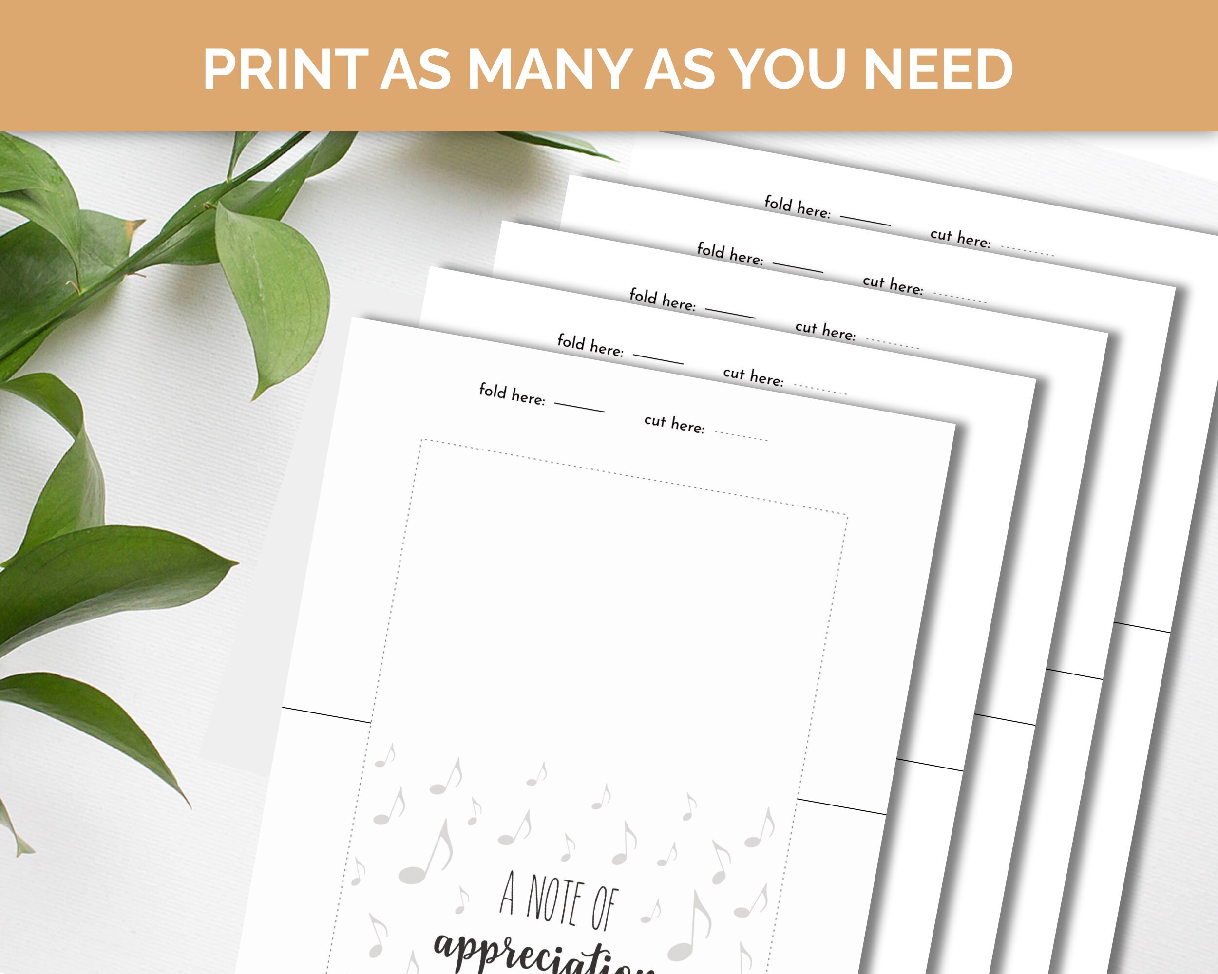 Printable Card: a Note of Appreciation, Music Note Thank You Teacher ...