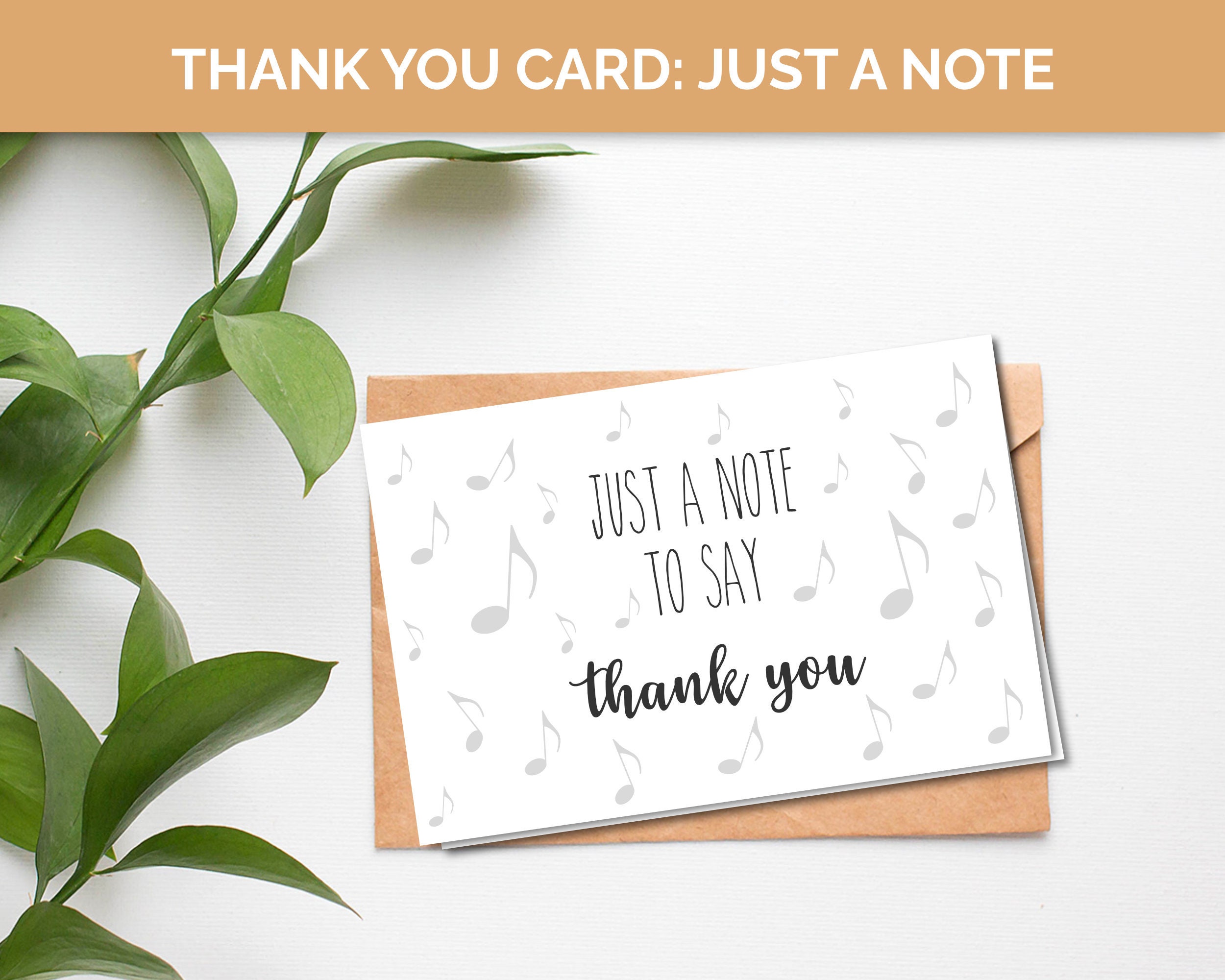Printable Music Note Thank You Card, Teacher Appreciation, Music ...