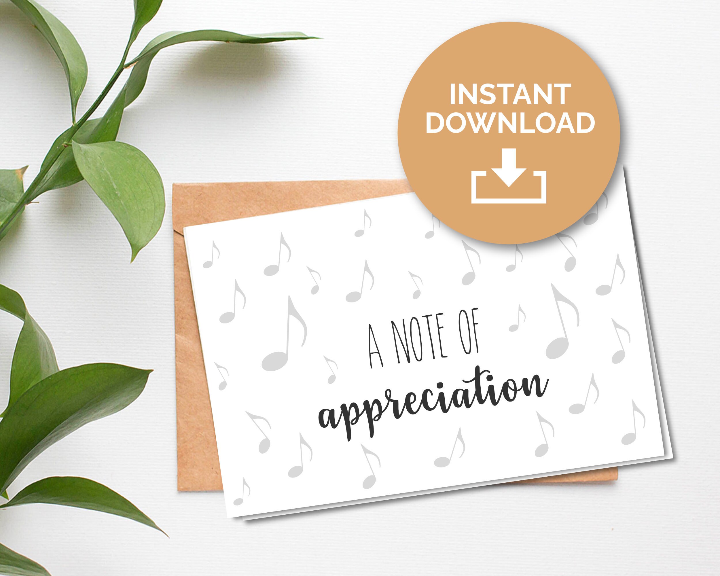 Printable Card: a Note of Appreciation, Music Note Thank You Teacher ...