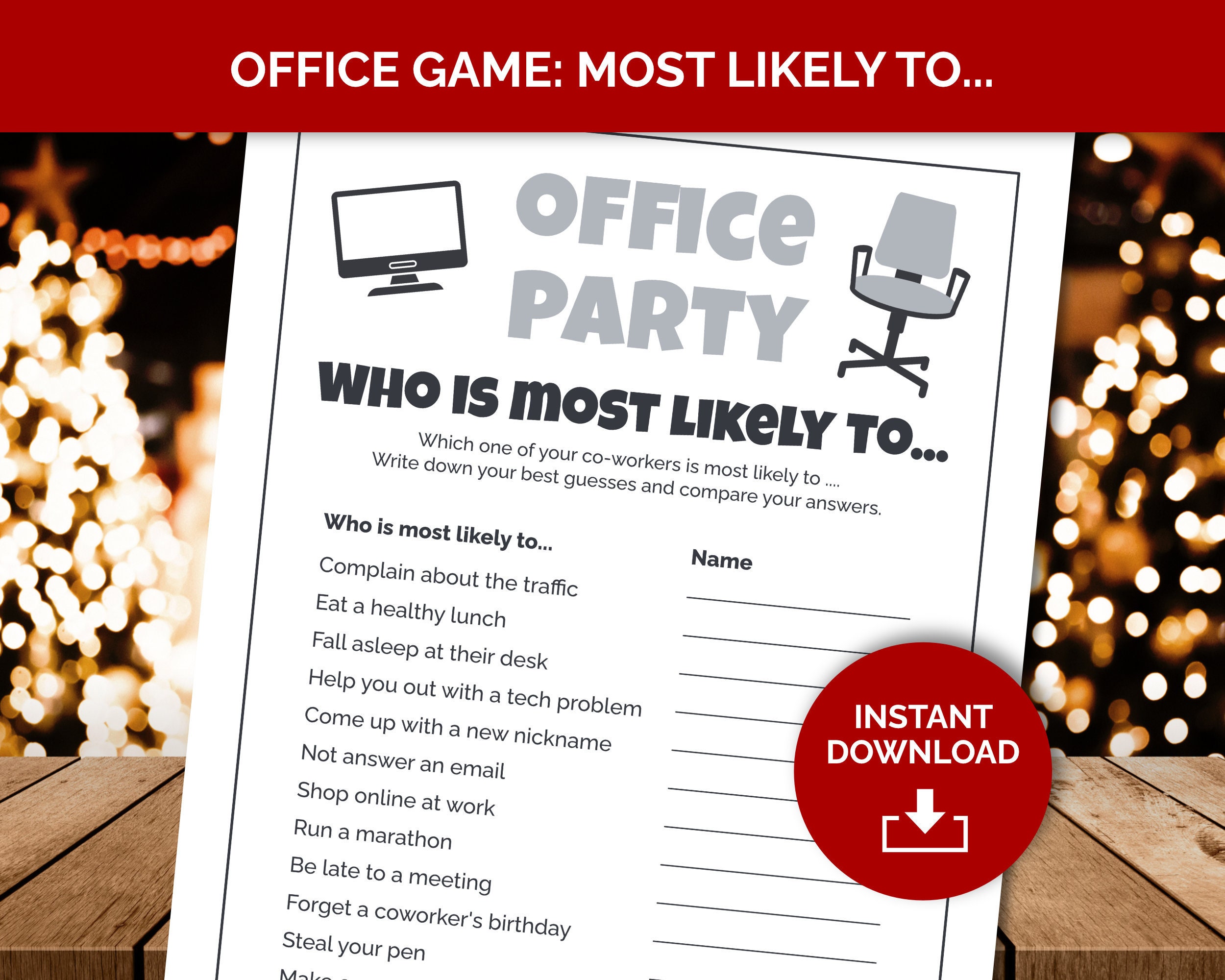 Printable Whos Most Likely to Game to Play at a Christmas Work - Etsy