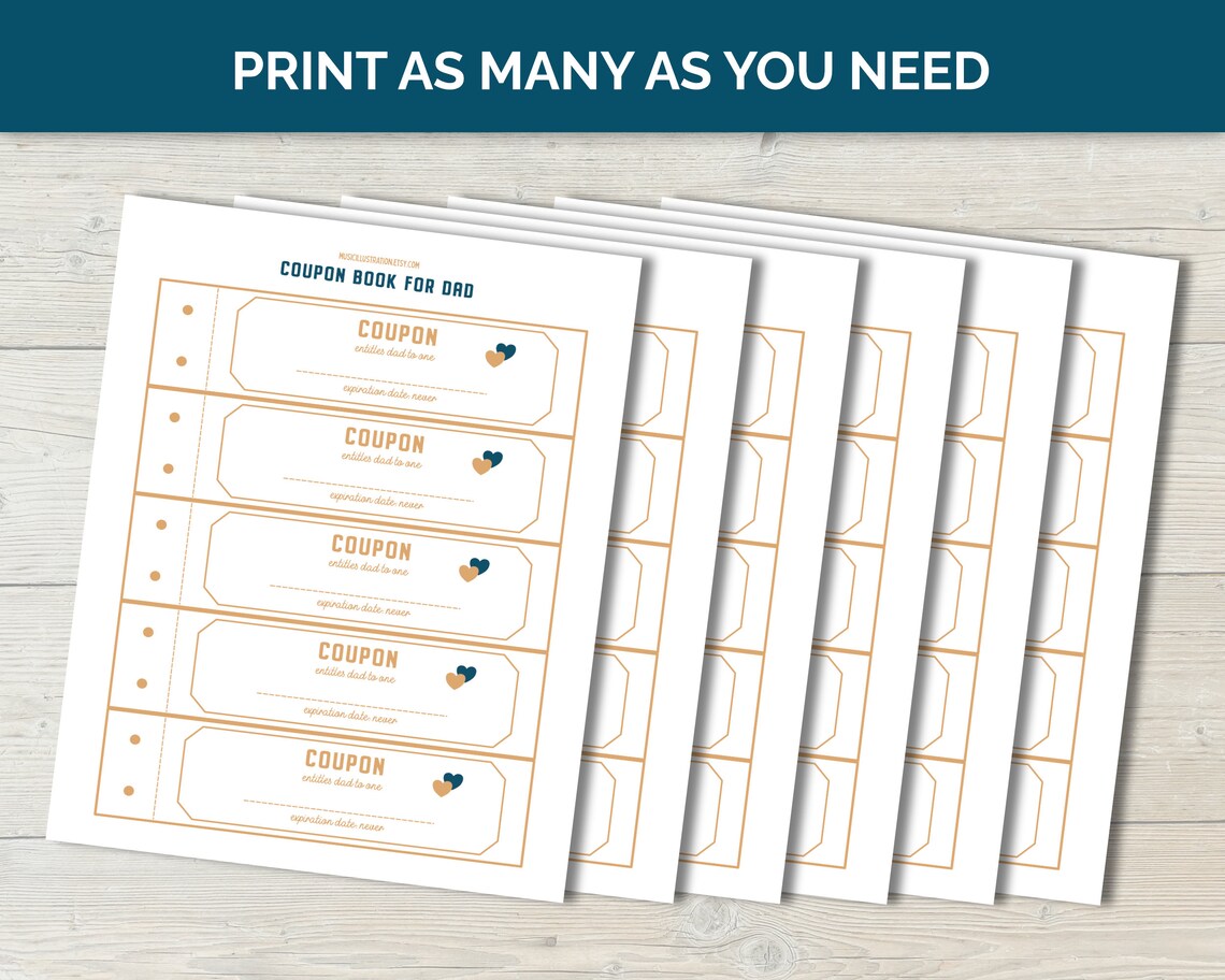 Birthday or Fathers Day Coupon Book Printable Dad Coupons - Etsy