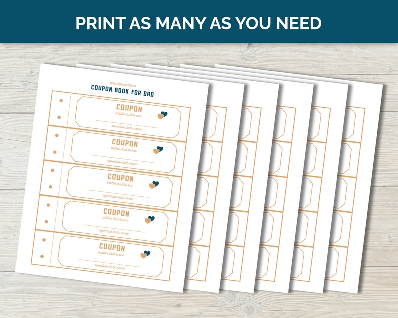 Birthday or Fathers Day Coupon Book Printable Dad Coupons - Etsy