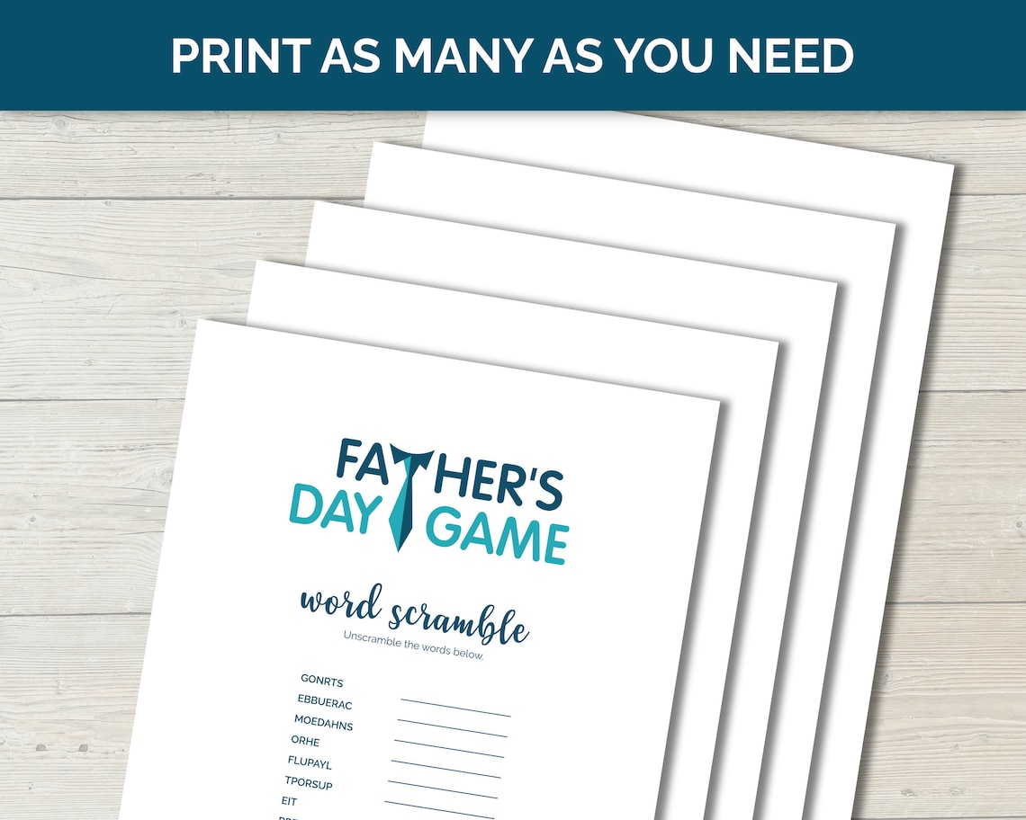 Father's Day Word Scramble Printable Game, Fun Word Scramble for Family ...
