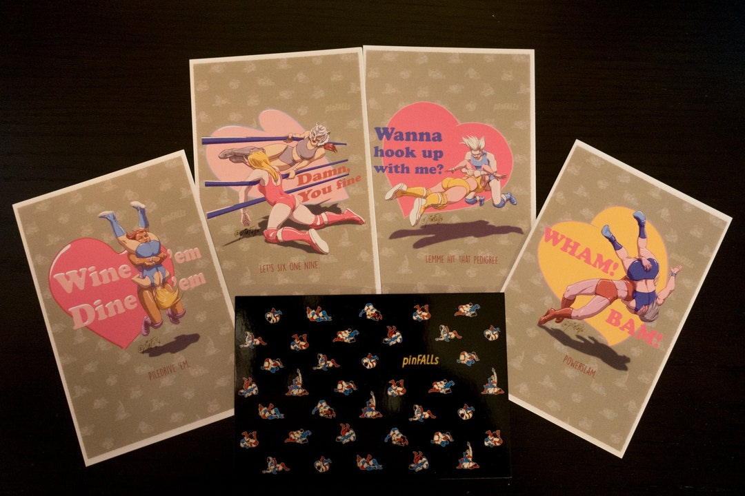 Wrestling & Romance Postcard Set - Etsy