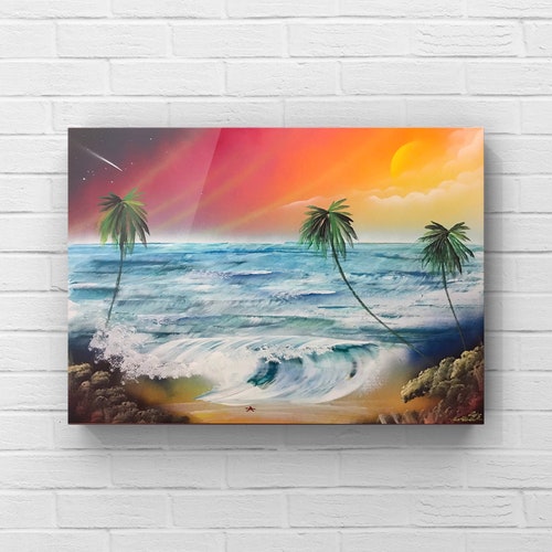 Tropical Beach Sunset Spray Paint Art - Etsy