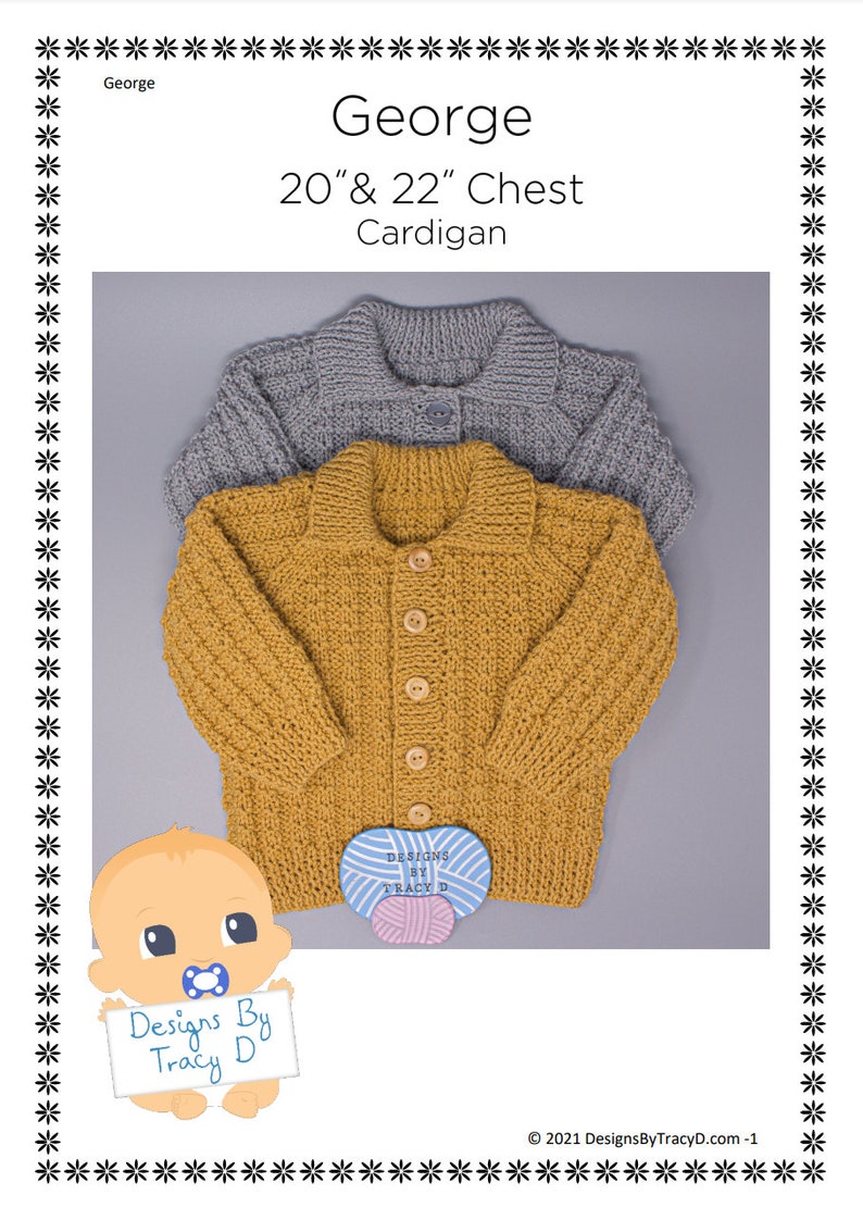 Baby Cardigan PDF Knitting Pattern Designs by Tracy D - Etsy