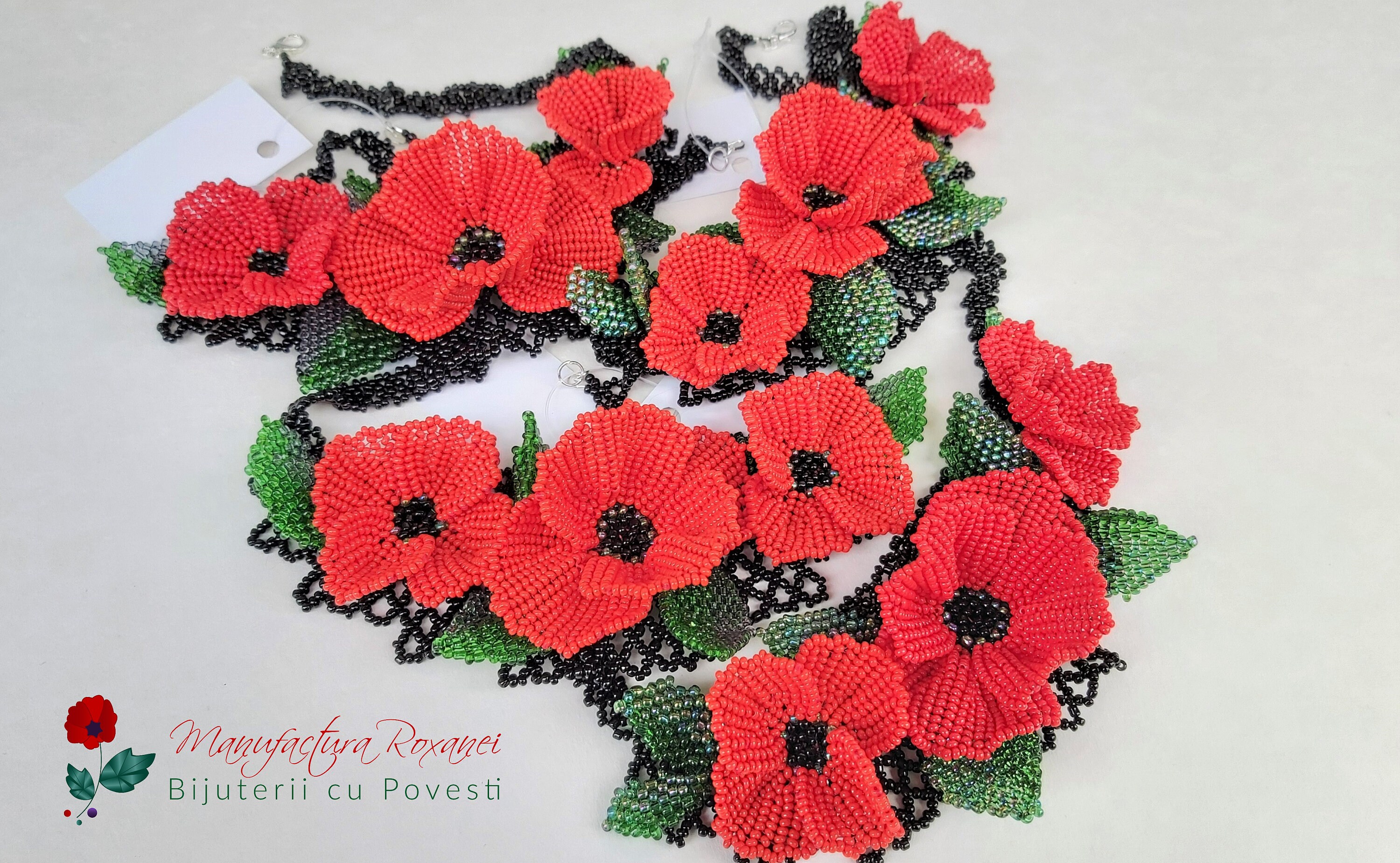 Poppy Necklace Beaded Necklace Poppy Beaded Preciosa Peyote - Etsy