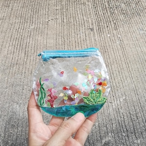 Tiny Fish Bowl Glitter Clear Wallet, Transparent Coin Purse, Clear ...
