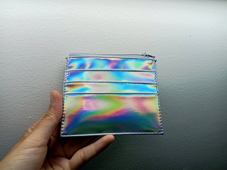 Holographic Card Case, Hologram ID Holder Wallet, Metallic, Iridescent ...