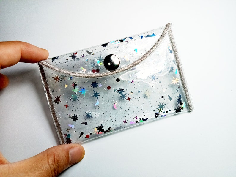 Glitter Galaxy Card Wallet, Clear Coin Purse , Transparent Card Holder ...