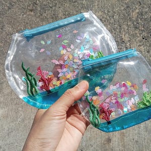 Tiny Fish Bowl Glitter Clear Wallet, Transparent Coin Purse, Clear ...