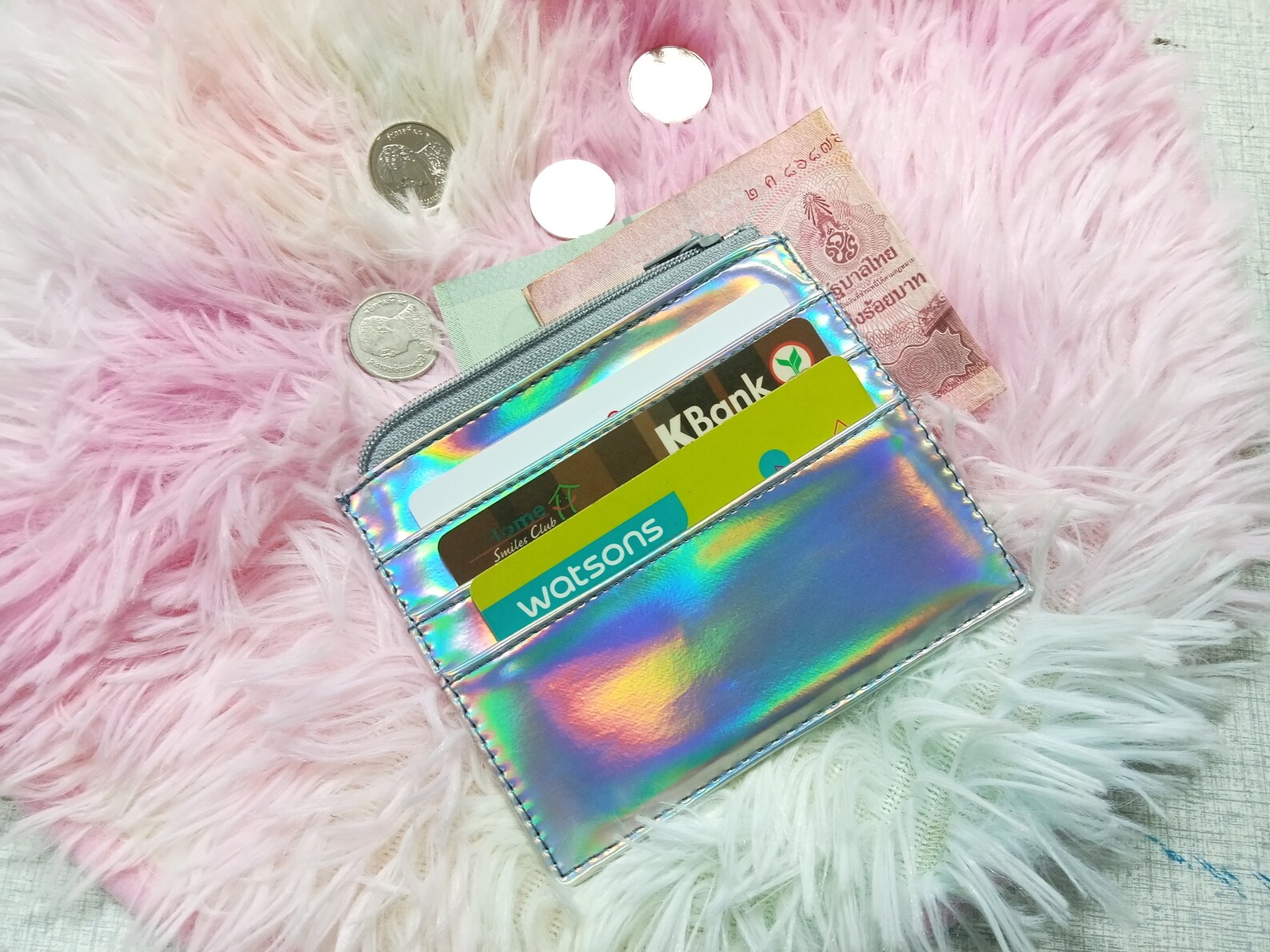 Holographic Card Case, Hologram ID Holder Wallet, Metallic, Iridescent ...