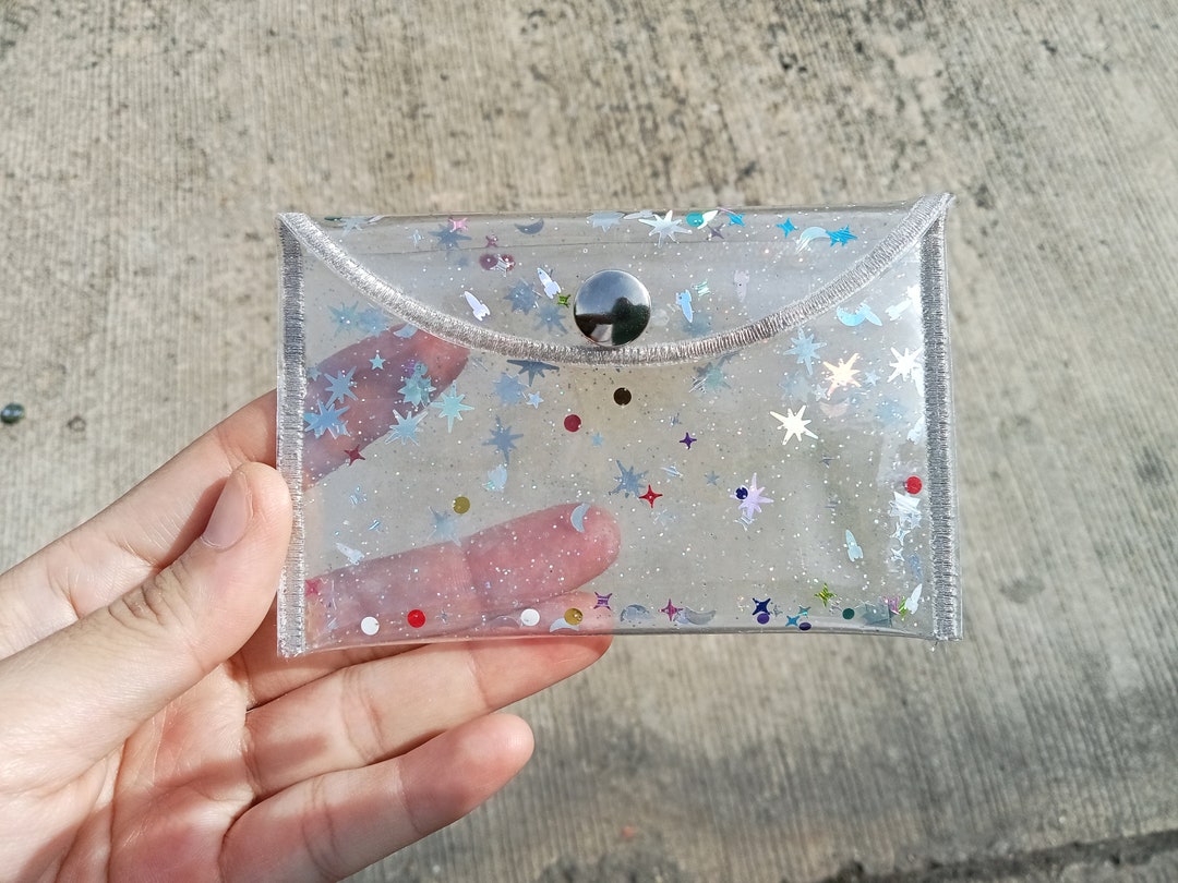 Glitter Galaxy Card Wallet, Clear Coin Purse , Transparent Card Holder ...