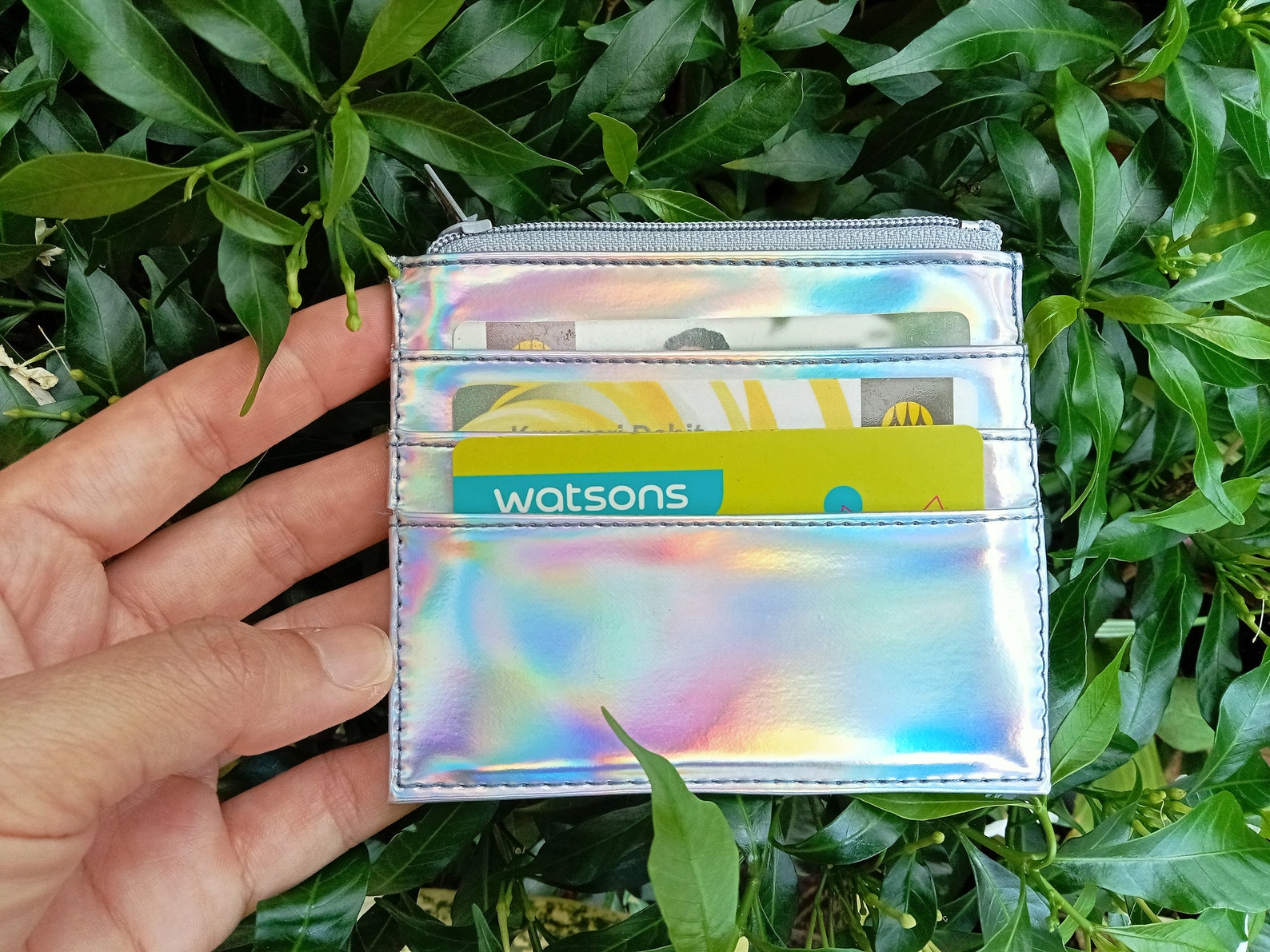 Holographic Card Case, Hologram ID Holder Wallet, Metallic, Iridescent ...