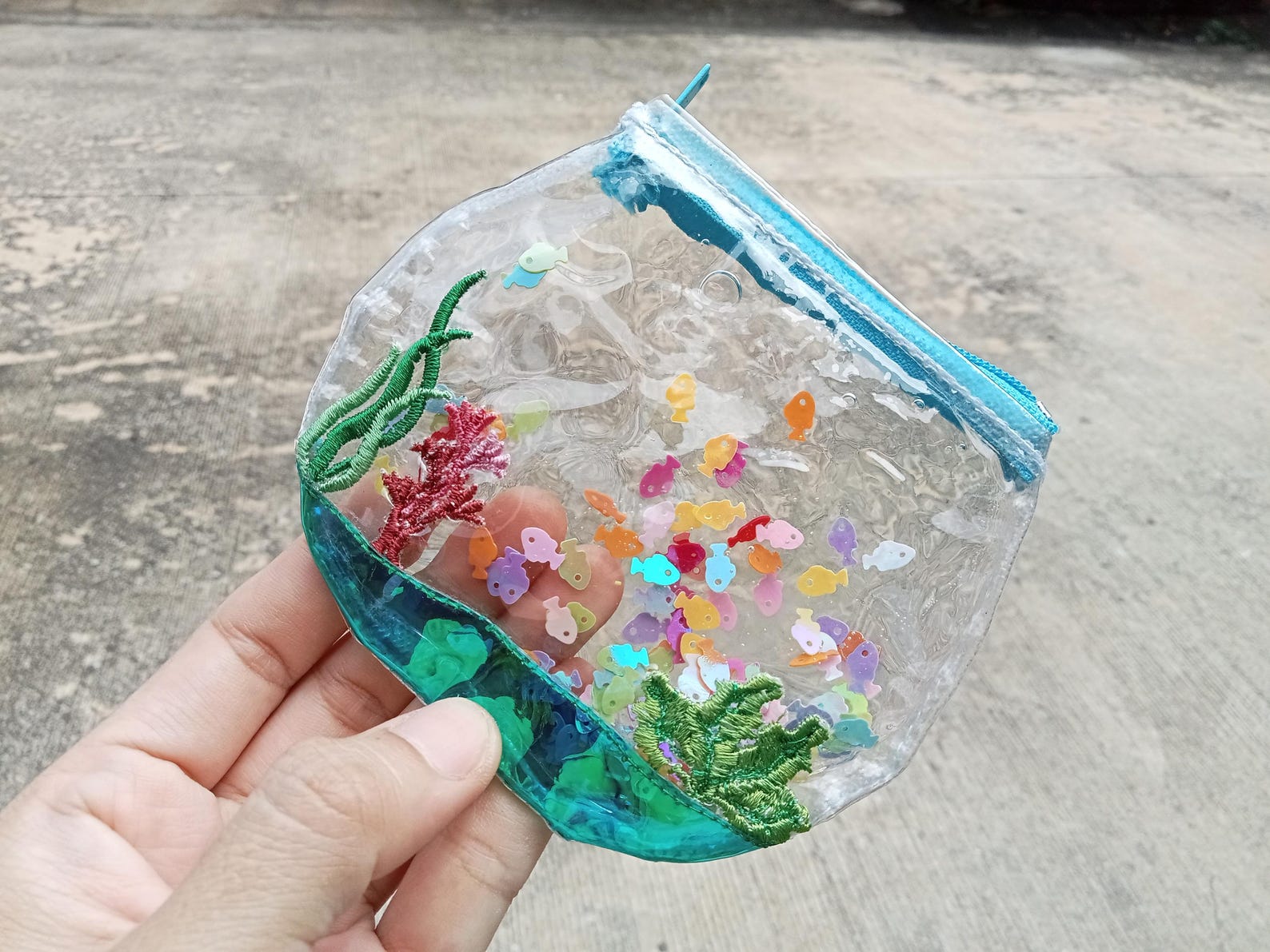 Tiny Fish Bowl Glitter Clear Wallet, Transparent Coin Purse, Clear ...