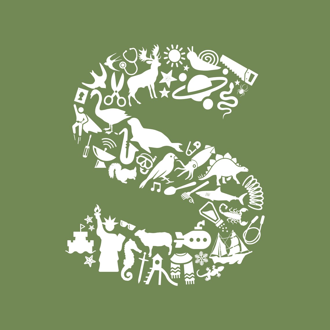 Personalised Alphabet Print Letter S | Etsy