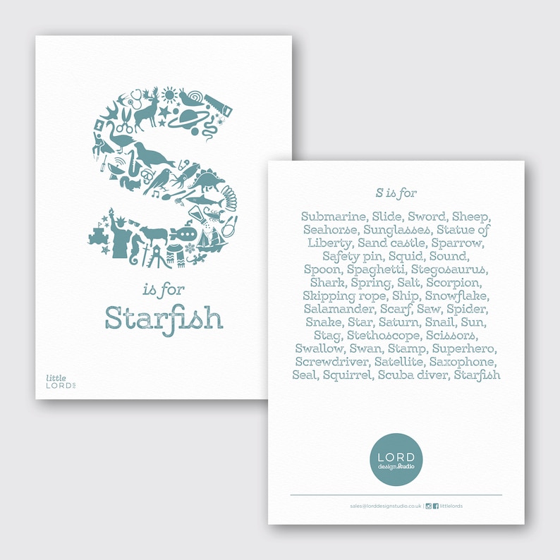 Personalised Alphabet Print Letter S | Etsy