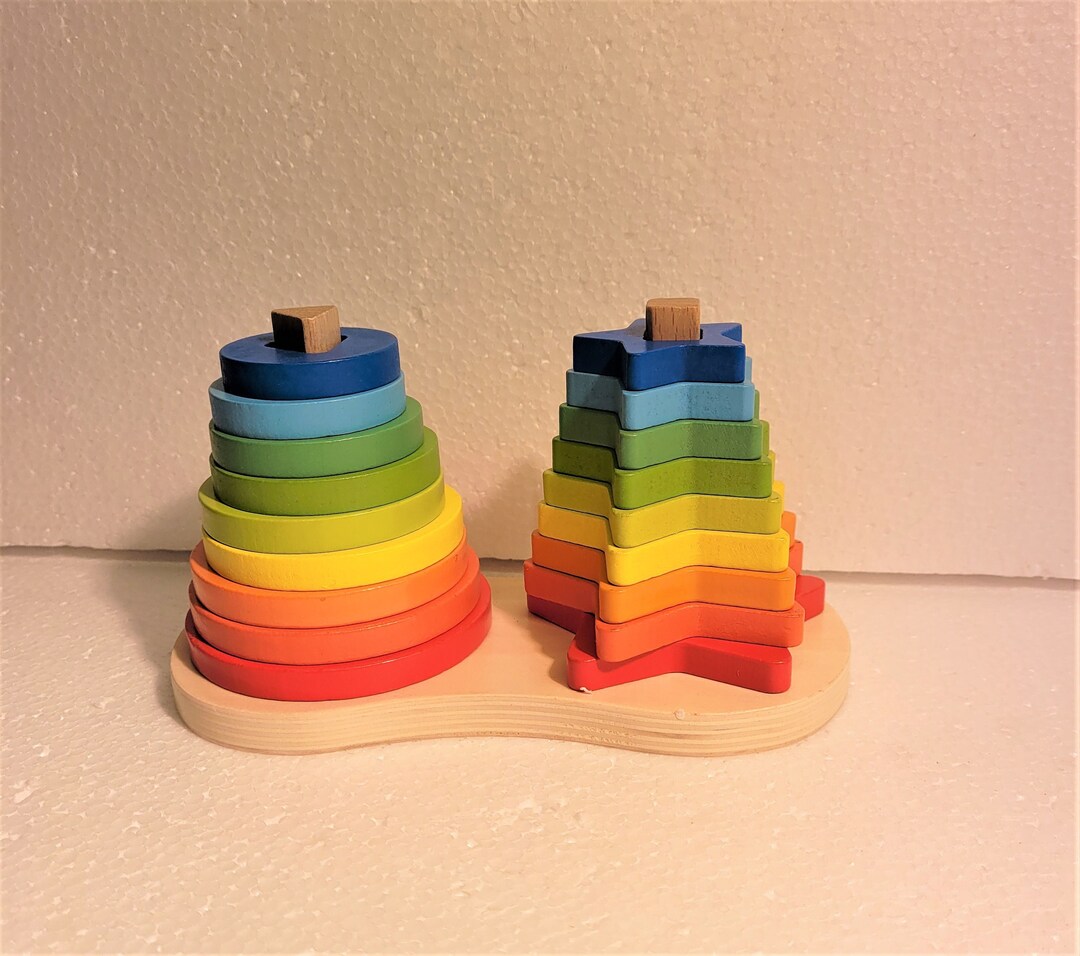18 Part Rainbow Coloured Stacker - Etsy