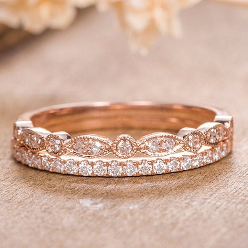 Rose Gold Wedding Band Women Wedding Band Diamond Wedding Band | Etsy