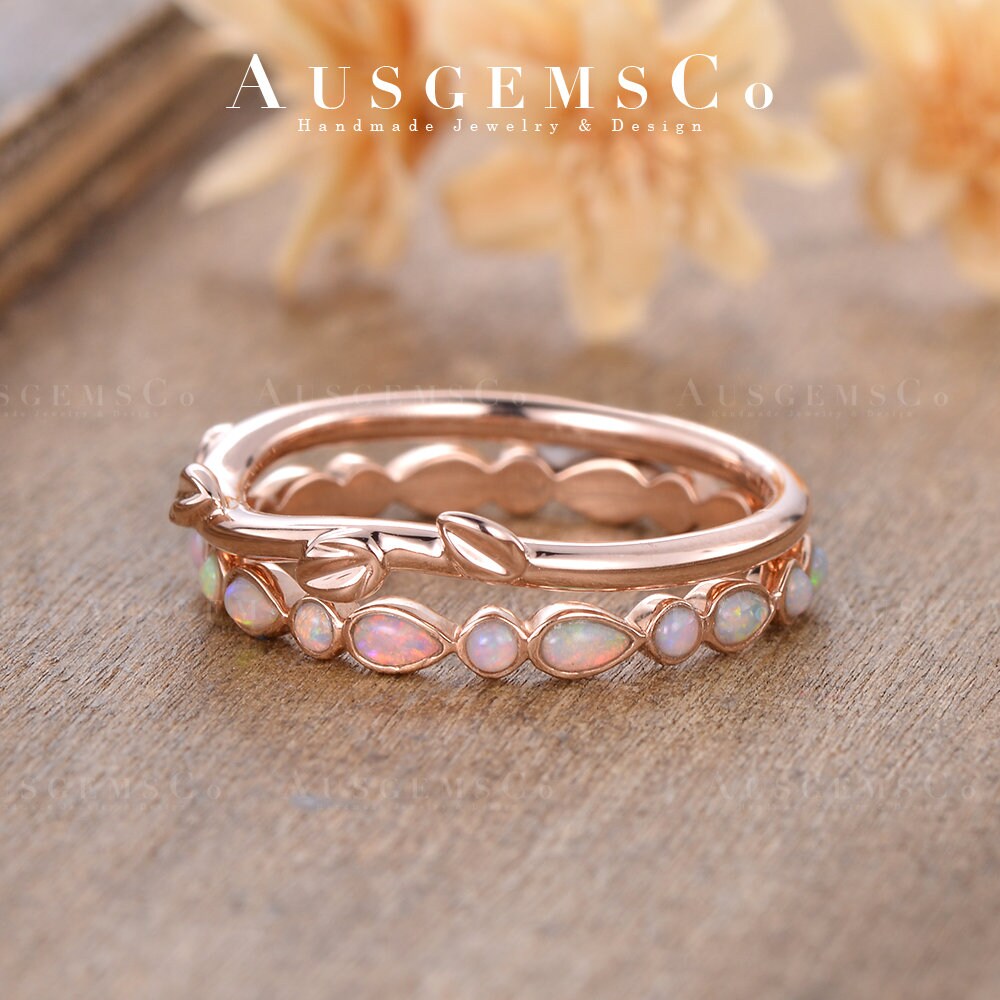 Vine Leaf Rose Gold Wedding Band Women Art Deco Diamond - Etsy Vine Leaf Rose Gold Wedding Band Women Art Deco Diamond - Etsy