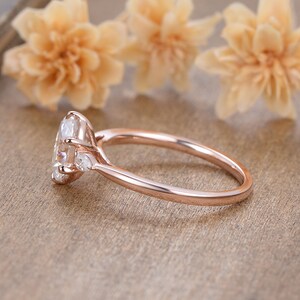 Oval Cut Moissanite Engagement Ring Rose Gold Three Stone Ring - Etsy