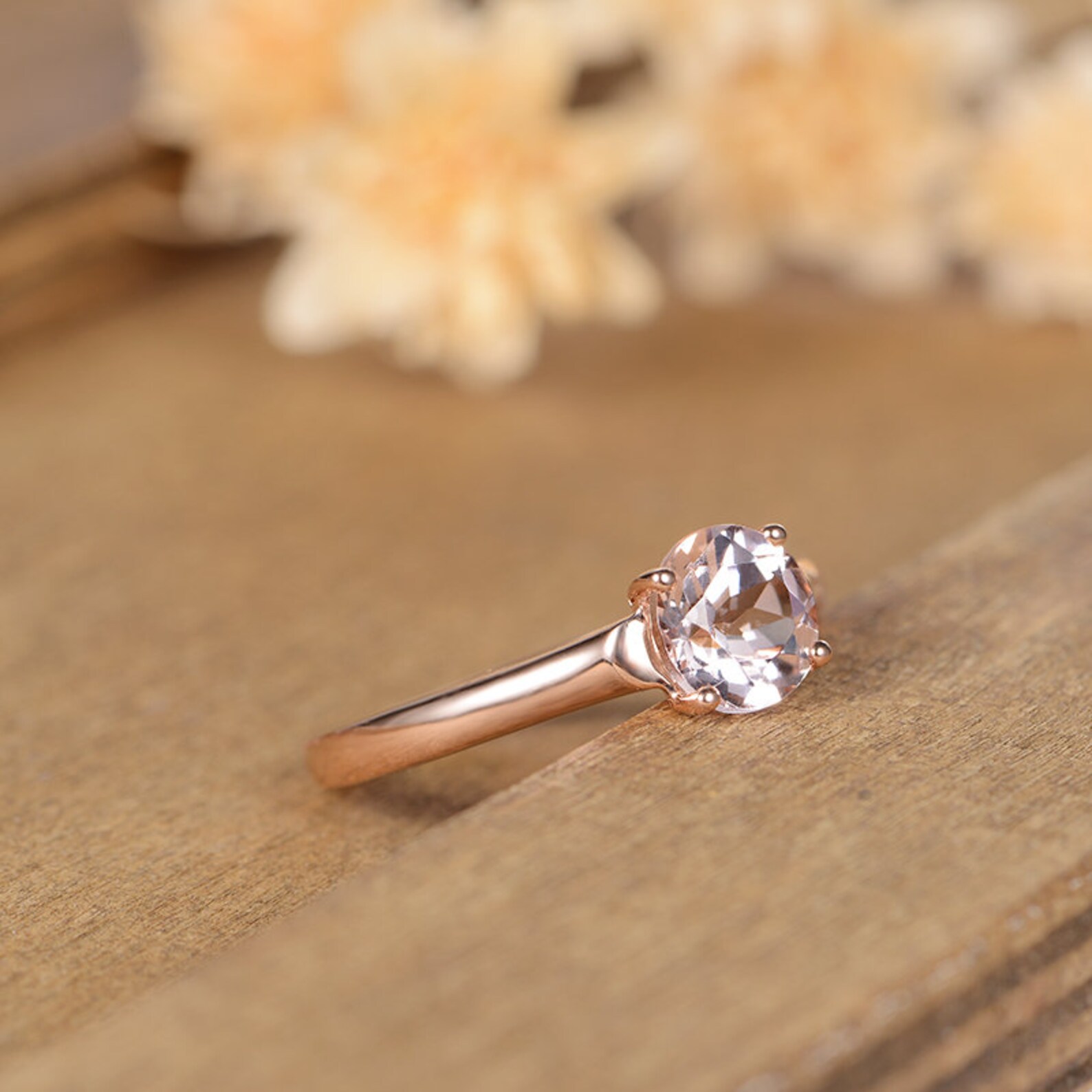 Solitaire Rose Gold Morganite Engagement Ring Eternity Round - Etsy ...