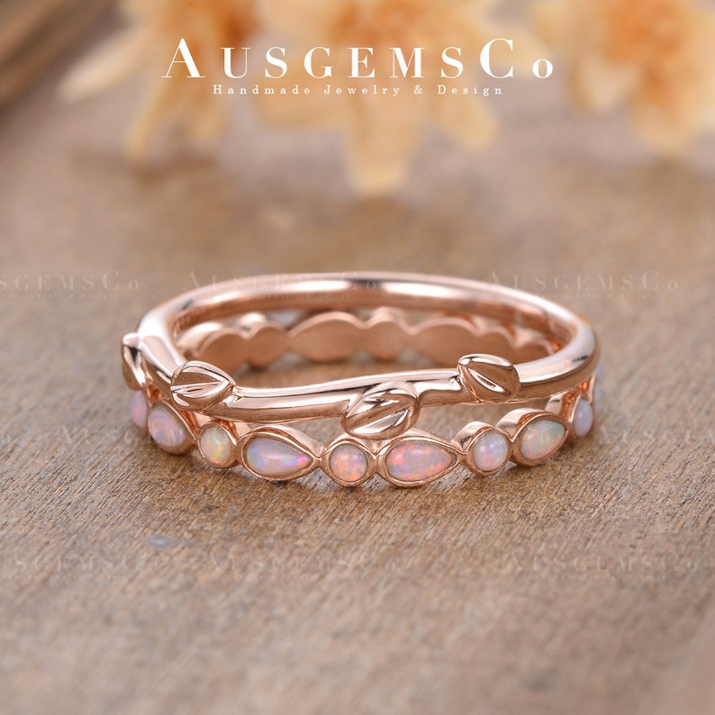 Vine Leaf Rose Gold Wedding Band Women Art Deco Diamond | Etsy Vine Leaf Rose Gold Wedding Band Women Art Deco Diamond | Etsy