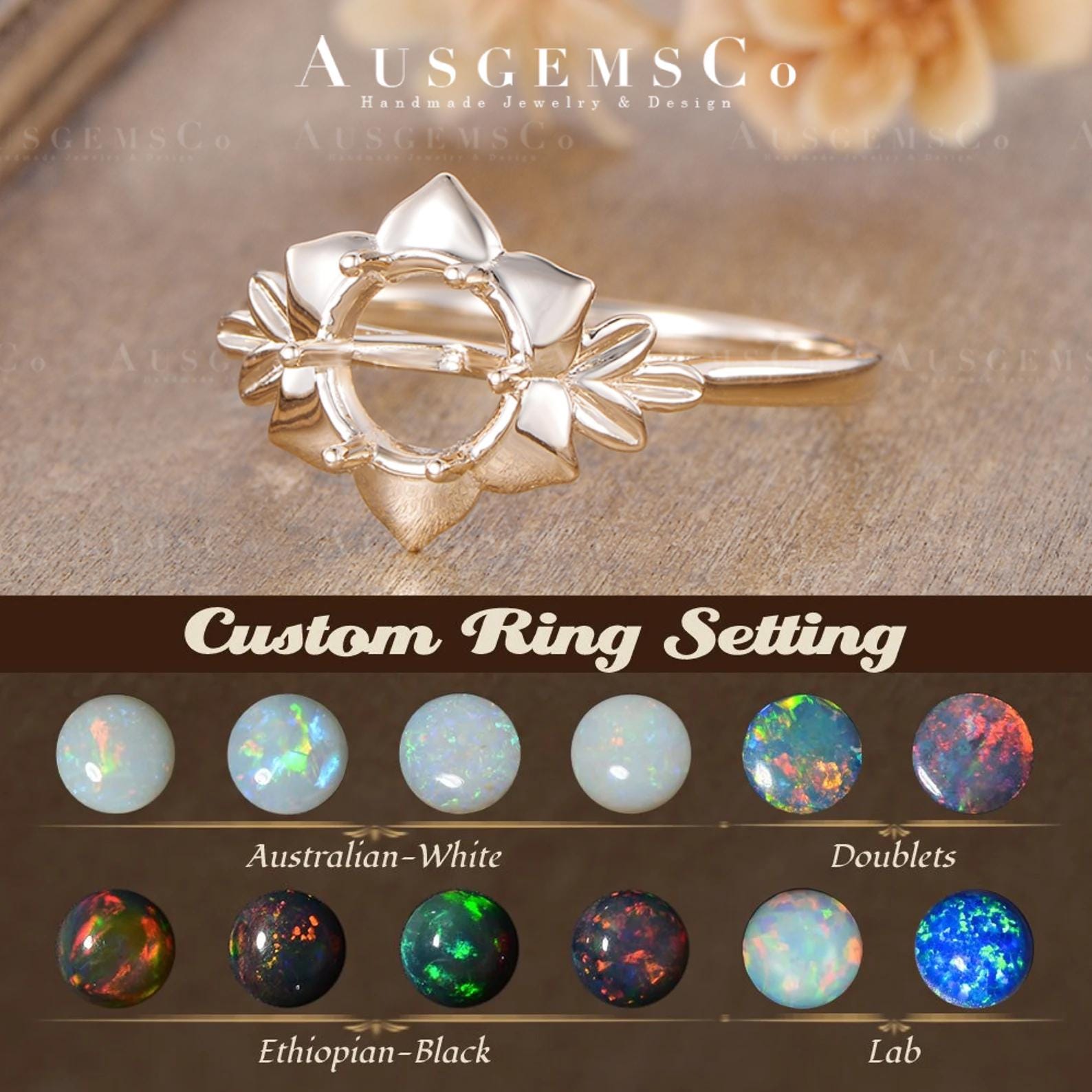 Antique Flower Engagement Ring Setting Vintage Yellow Gold Semi Mount ...